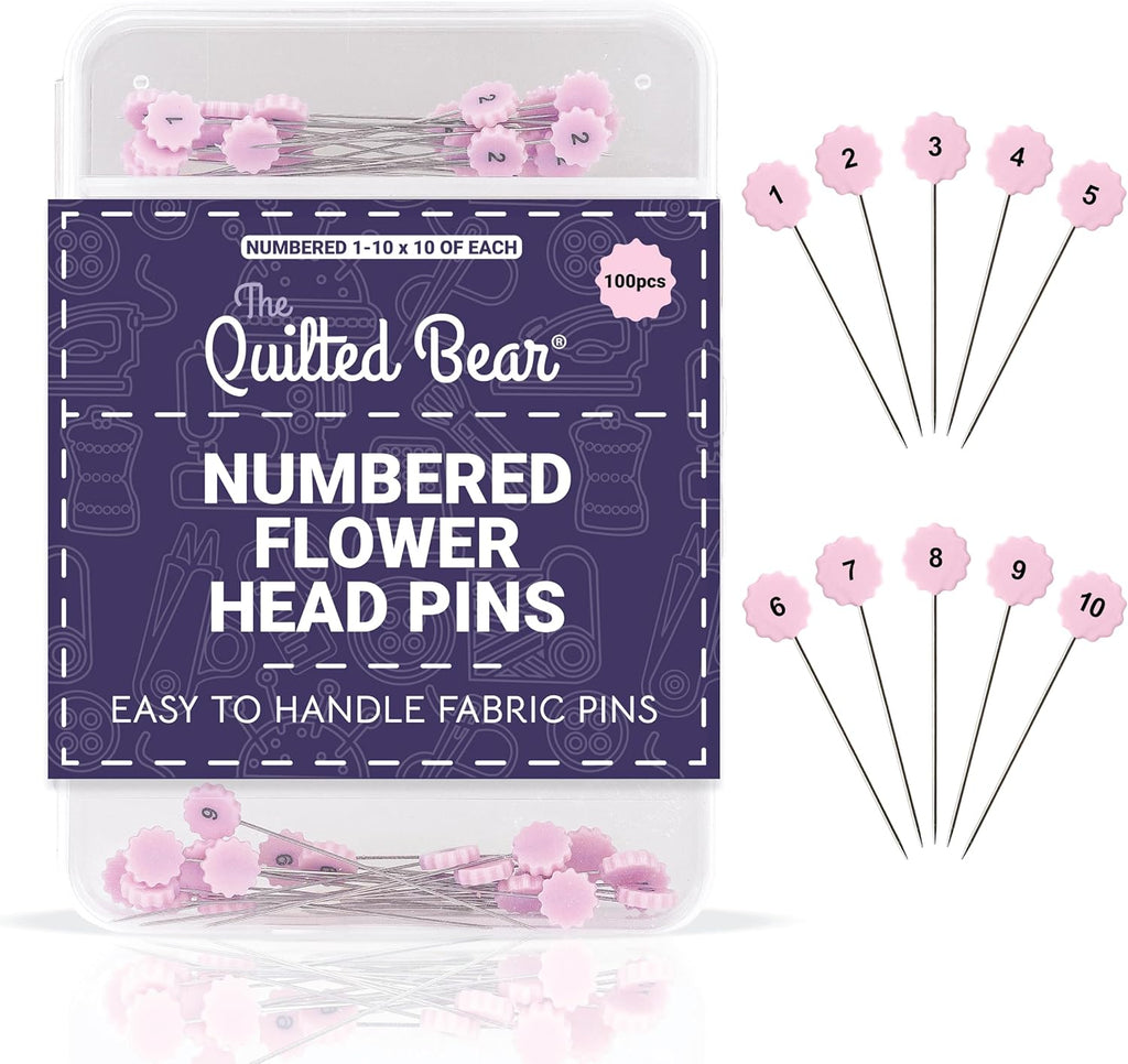The Quilted Bear Numbered Flower Head Pins (100 Pack)