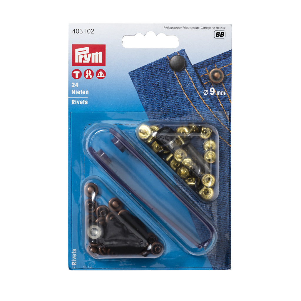 Prym Antique Copper Silver Rivets 9mm - 24 Pieces – The Quilted Bear